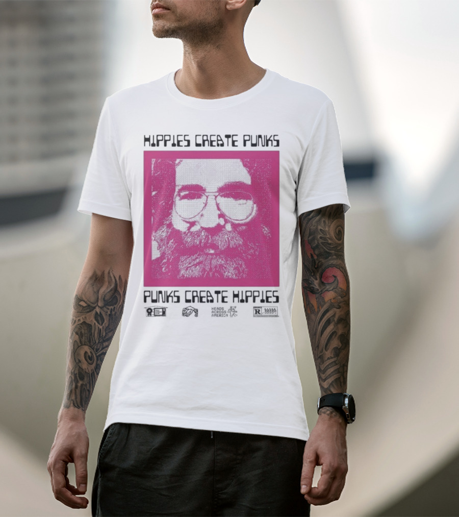 Hippies Create Punks Punks Create Hippies Heads Iconic Beard Glare T-Shirt