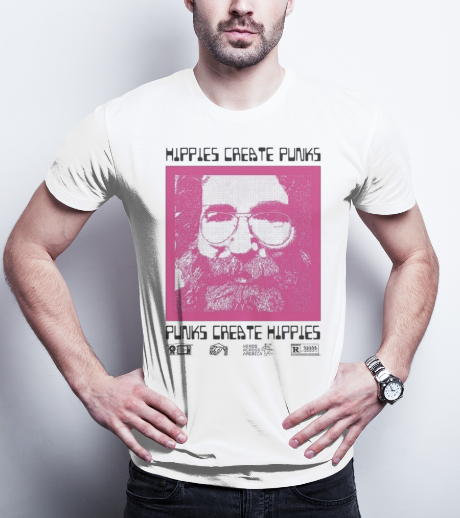 Hippies Create Punks Punks Create Hippies Heads Iconic Beard Glare T-Shirt