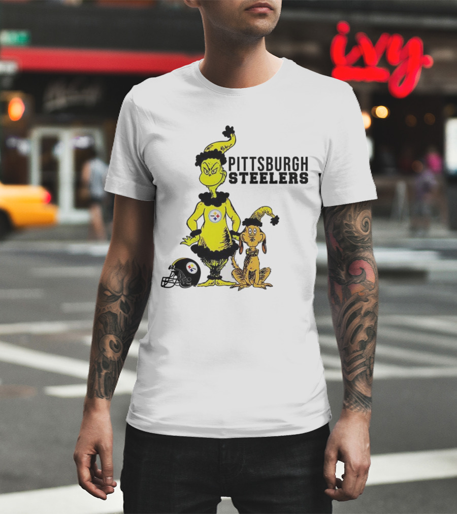 Grinch Max Pittsburgh Steelers Football Christmas Collaboration T-Shirt