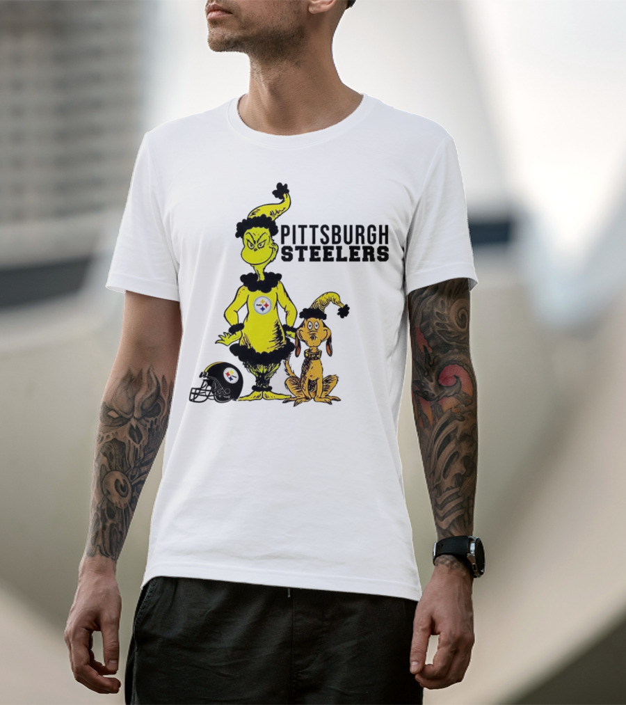 Grinch Max Pittsburgh Steelers Football Christmas Collaboration T-Shirt