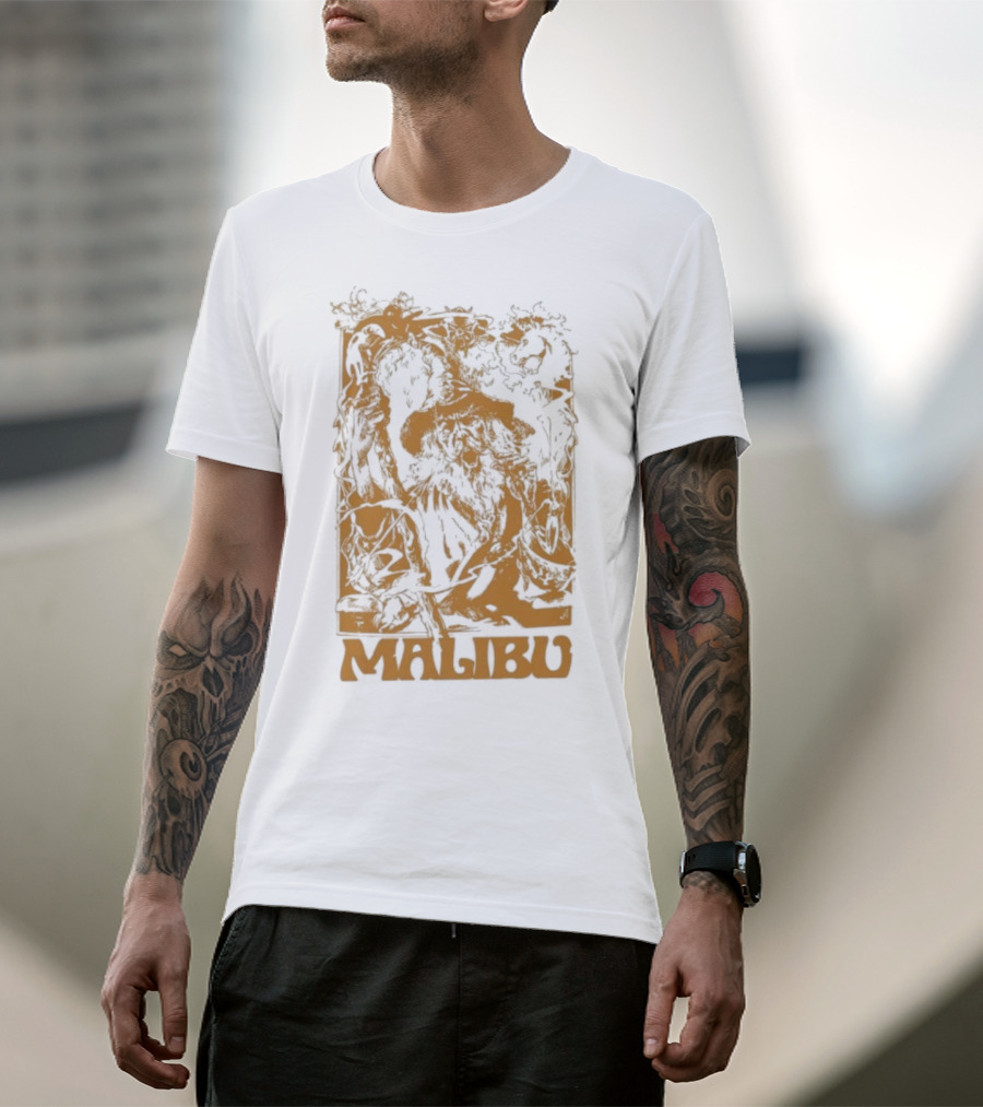 Malibu Wizard Mystical Floral Art Vintage Style T-Shirt