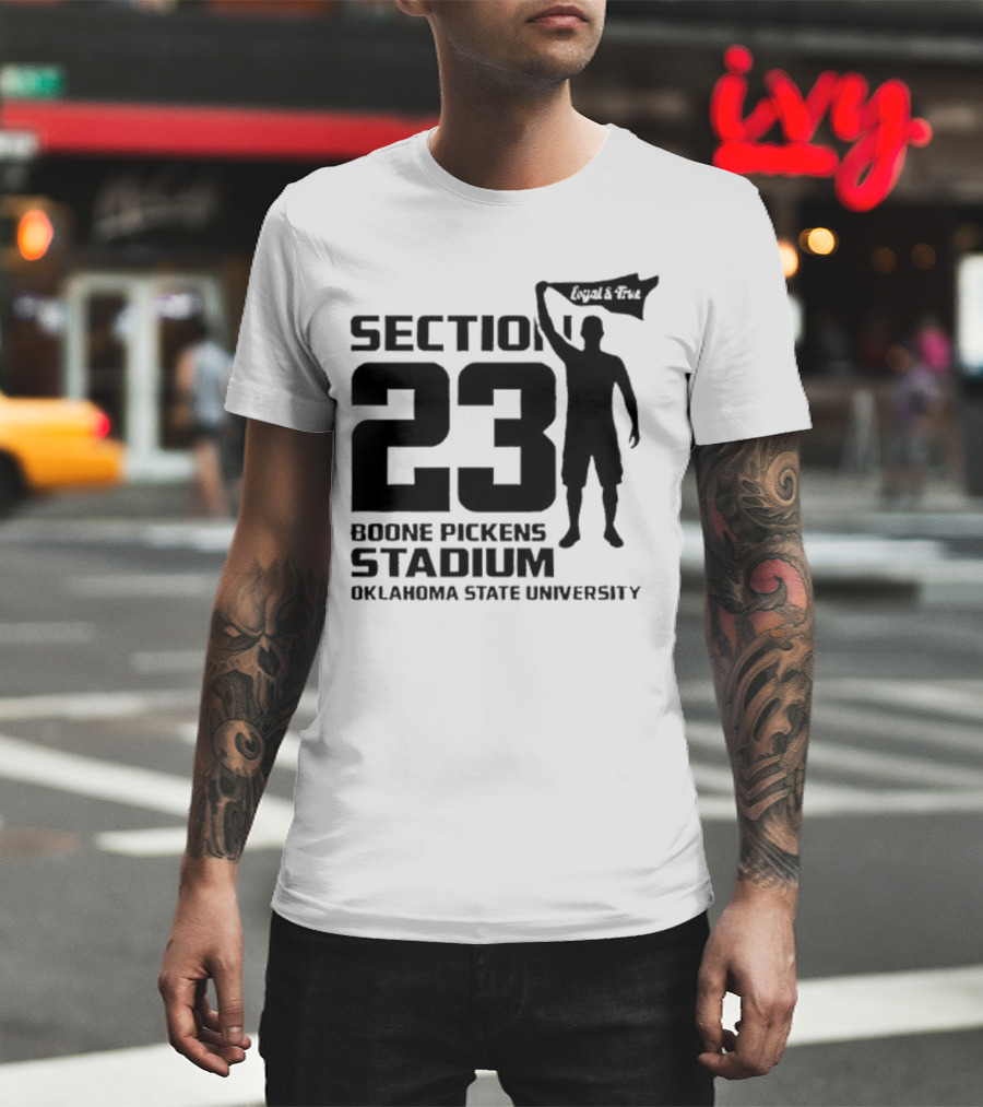 Section 23 Boone Pickens Stadium Oklahoma State University Pistol Pete T-Shirt