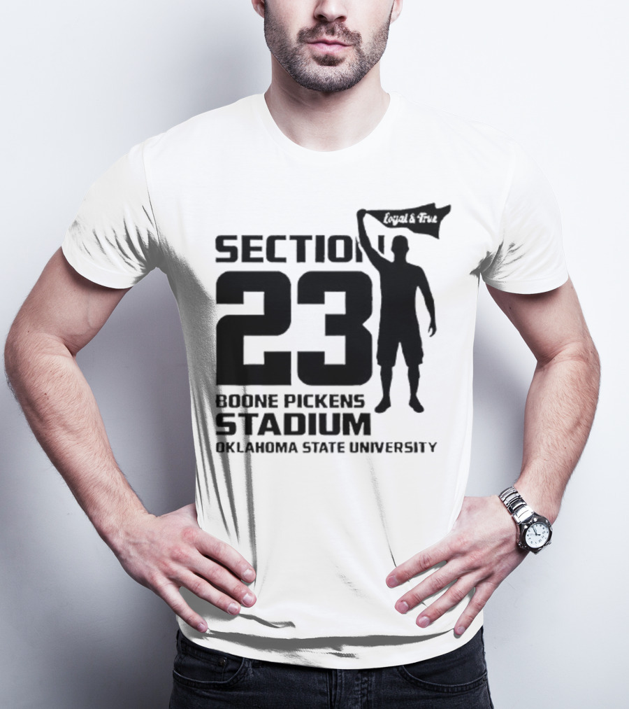 Section 23 Boone Pickens Stadium Oklahoma State University Pistol Pete T-Shirt