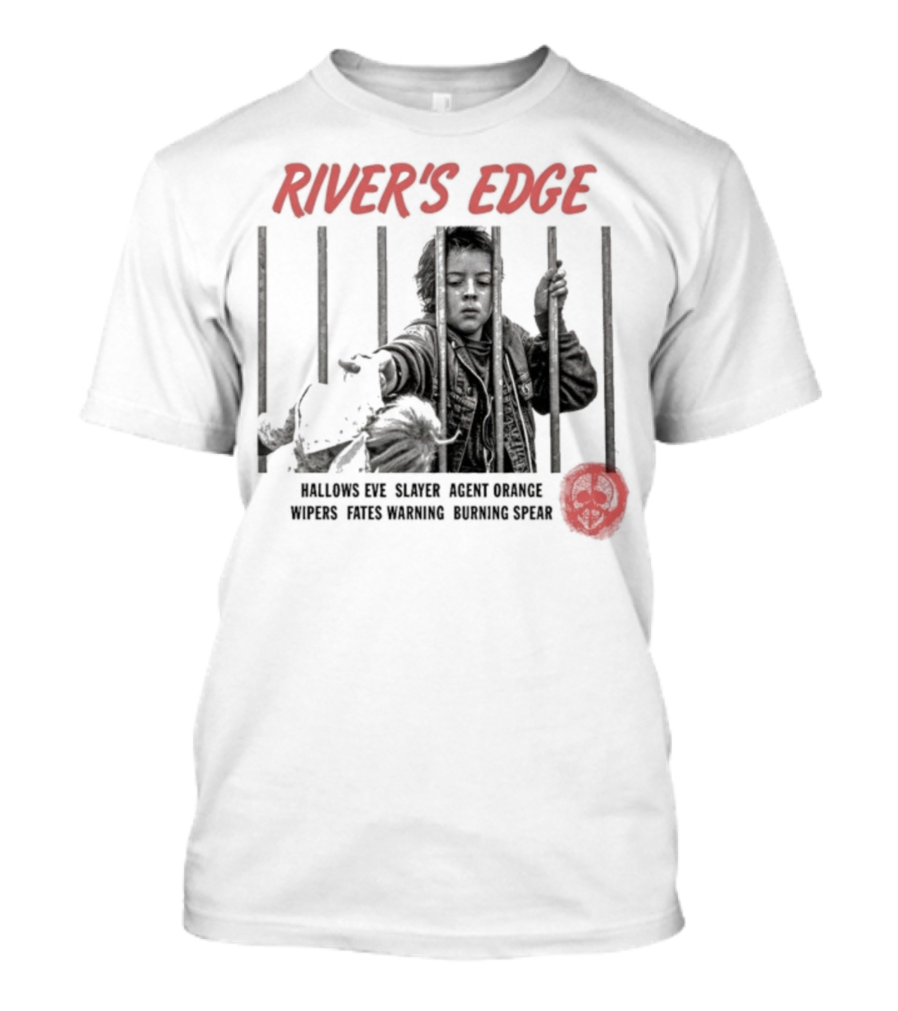 River’s Edge Hallows Eve Slayer Agent Orange Wipers Fates Warning Burning Spear Skulls T-Shirt
