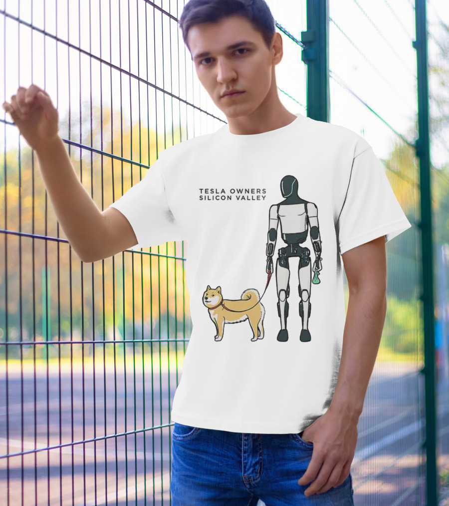 Tesla Owners Silicon Valley Optimus Robot Walking Doge Dog T-Shirt