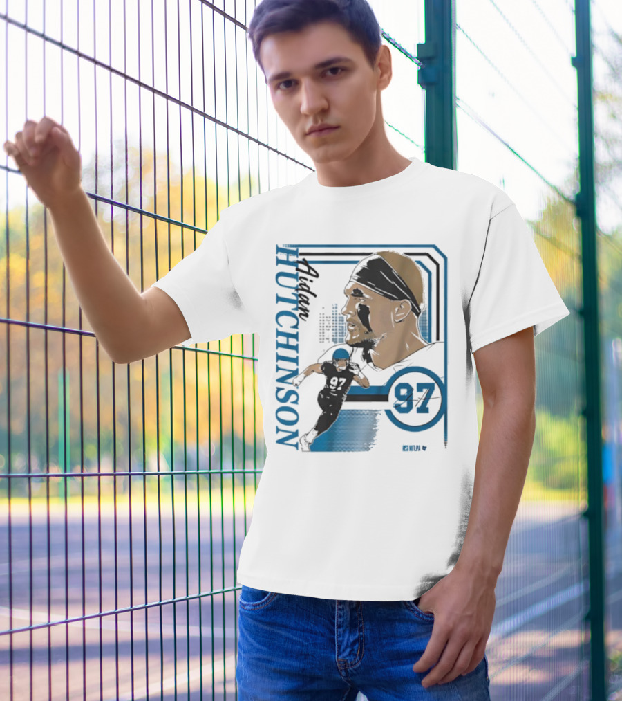 Aidan Hutchinson Signature Collage 97 Athlete Portrait T-Shirt