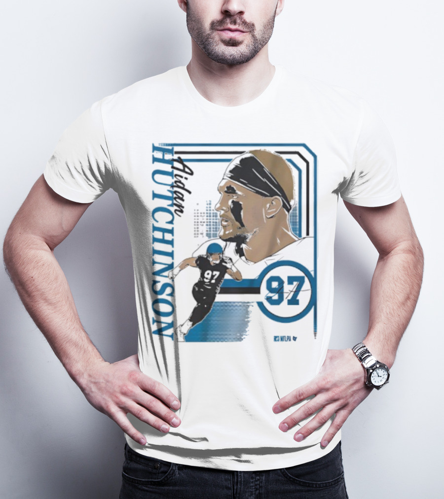 Aidan Hutchinson Signature Collage 97 Athlete Portrait T-Shirt