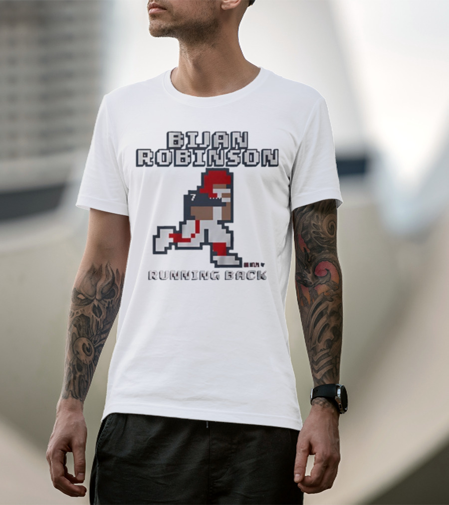 Bijan Robinson Running Back Pixel Art Retro Style T-Shirt