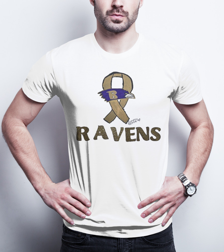Baltimore Ravens Crucial Catch Breast Cancer Awareness 2025 Ravens Ribbon Logo T-Shirt
