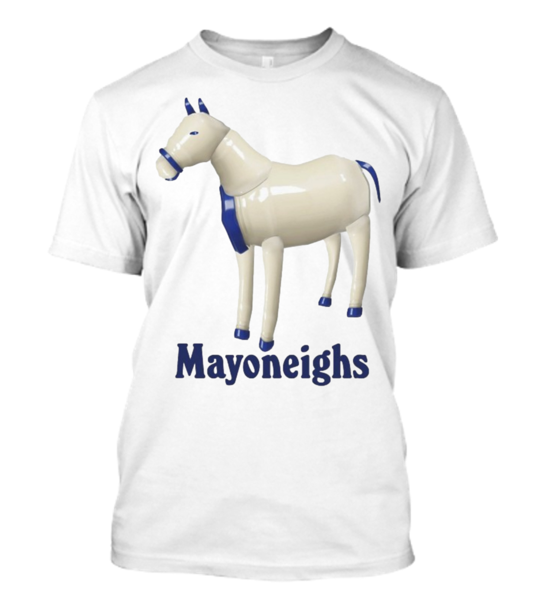 Mayoneighs Horse Creamy Figurine Blue Accents T-Shirt