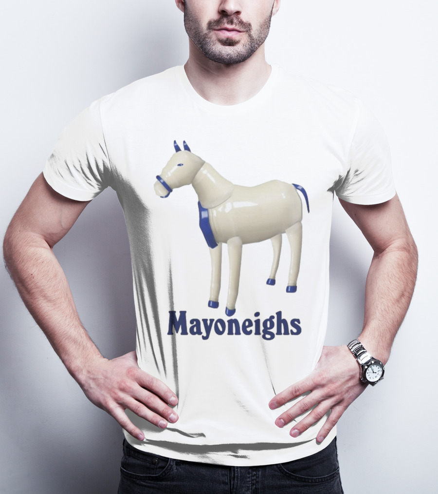 Mayoneighs Horse Creamy Figurine Blue Accents T-Shirt