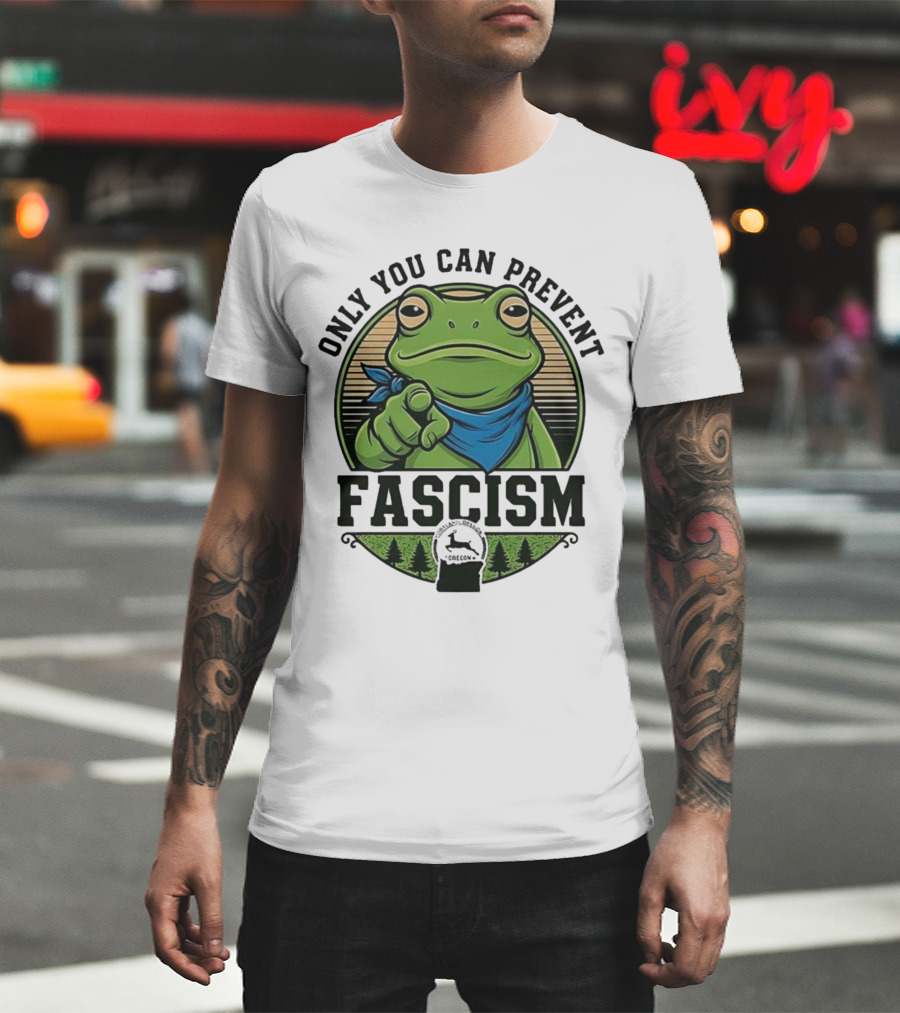 Only You Can Prevent Fascism PortlandFrog Protest Forest Bandana T-Shirt