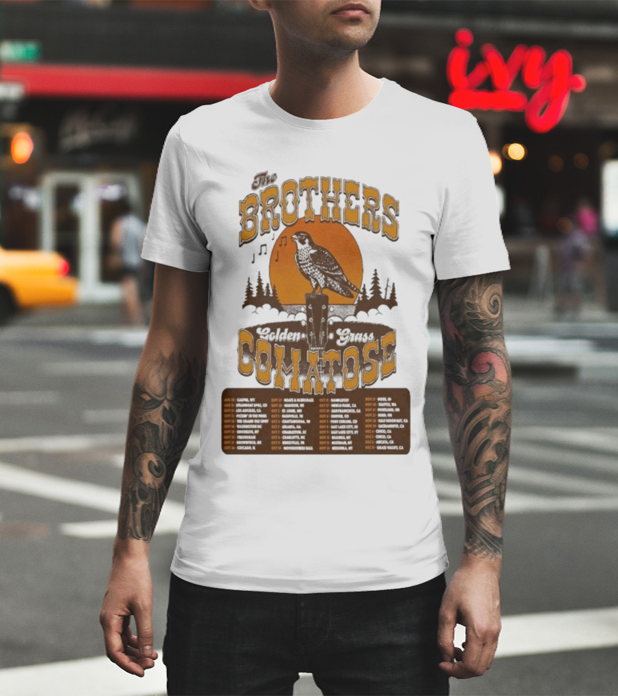 The Brothers Comatose Golden Grass 2025 Tour Dates Casper Wyoming To Grass Valley California T-Shirt