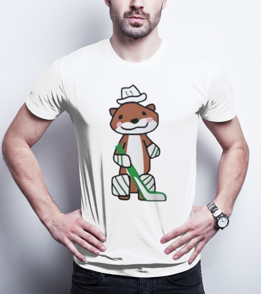 Thomas Harley Otter Hockey Player With Hat And Stick T-Shirt