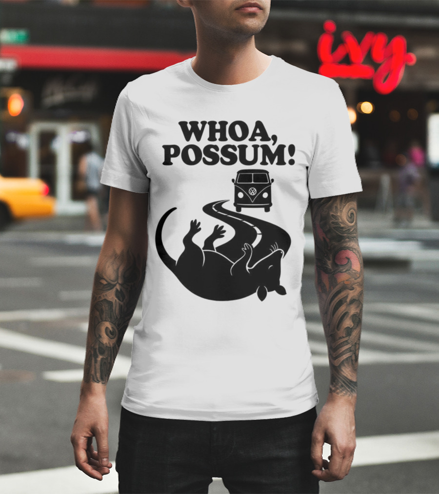 Whoa Possum Vintage Van Opossum Road Trip T-Shirt