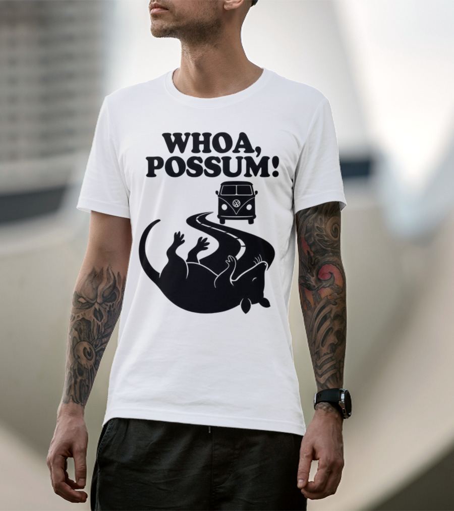 Whoa Possum Vintage Van Opossum Road Trip T-Shirt