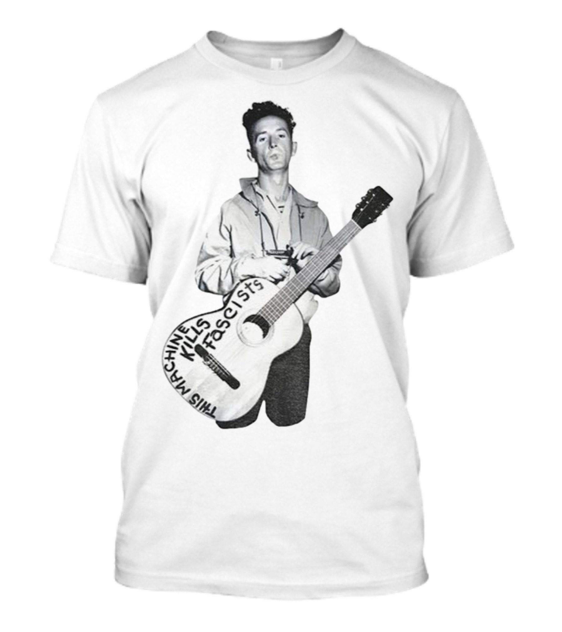 Woody Guthrie This Machine Kills Fascists Anti-Fascist Vintage Guitar Message T-Shirt