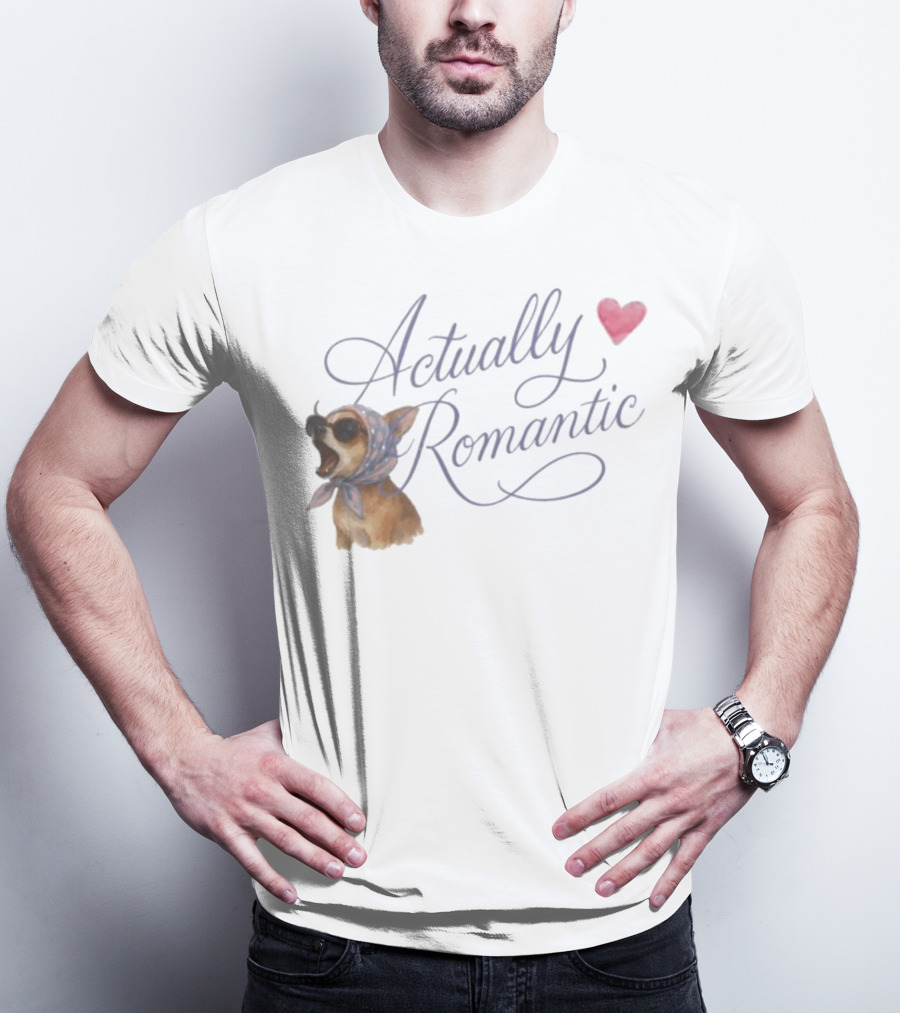 Actually Romantic Dog Sunglasses Heart Scarf T-Shirt