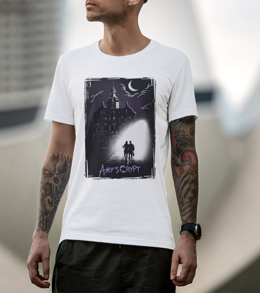 Amy's Crypt Haunted Mansion Moonlit Silhouette Halloween 2025 T-Shirt