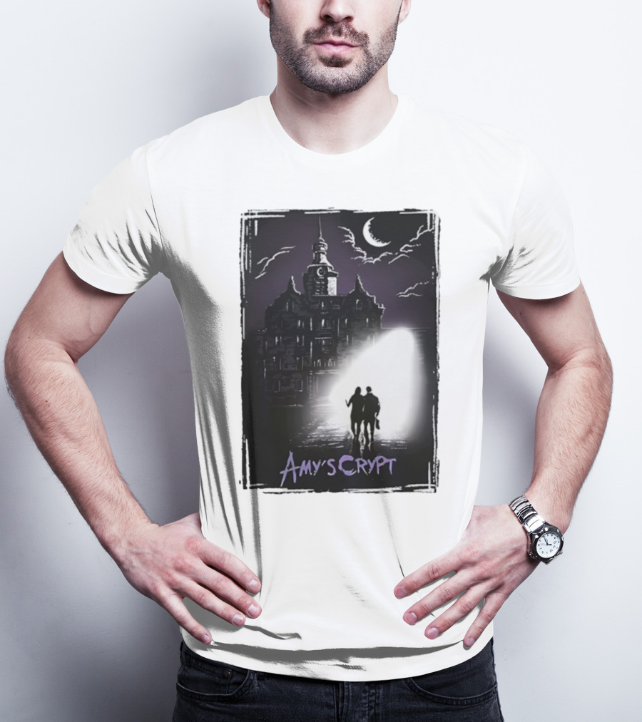 Amy's Crypt Haunted Mansion Moonlit Silhouette Halloween 2025 T-Shirt