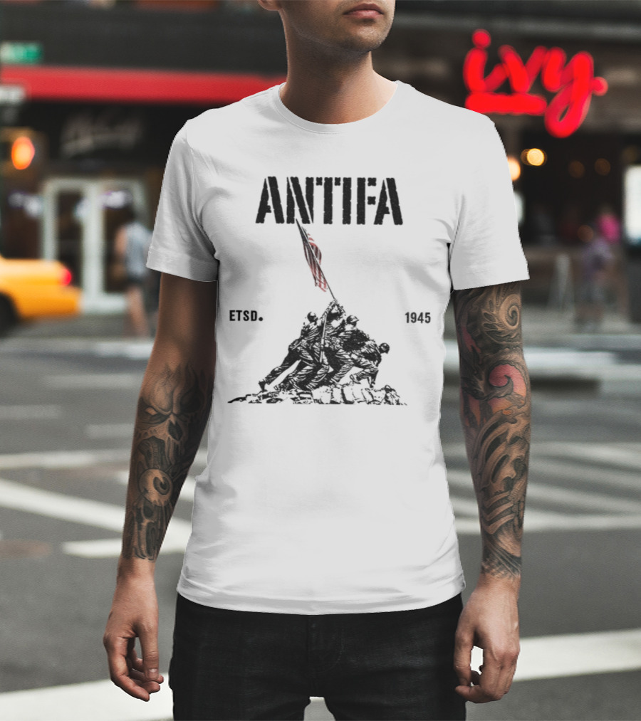 Antifa Estd 1945 Pro Democracy Liberal Protest Red Flag Symbolism T-Shirt