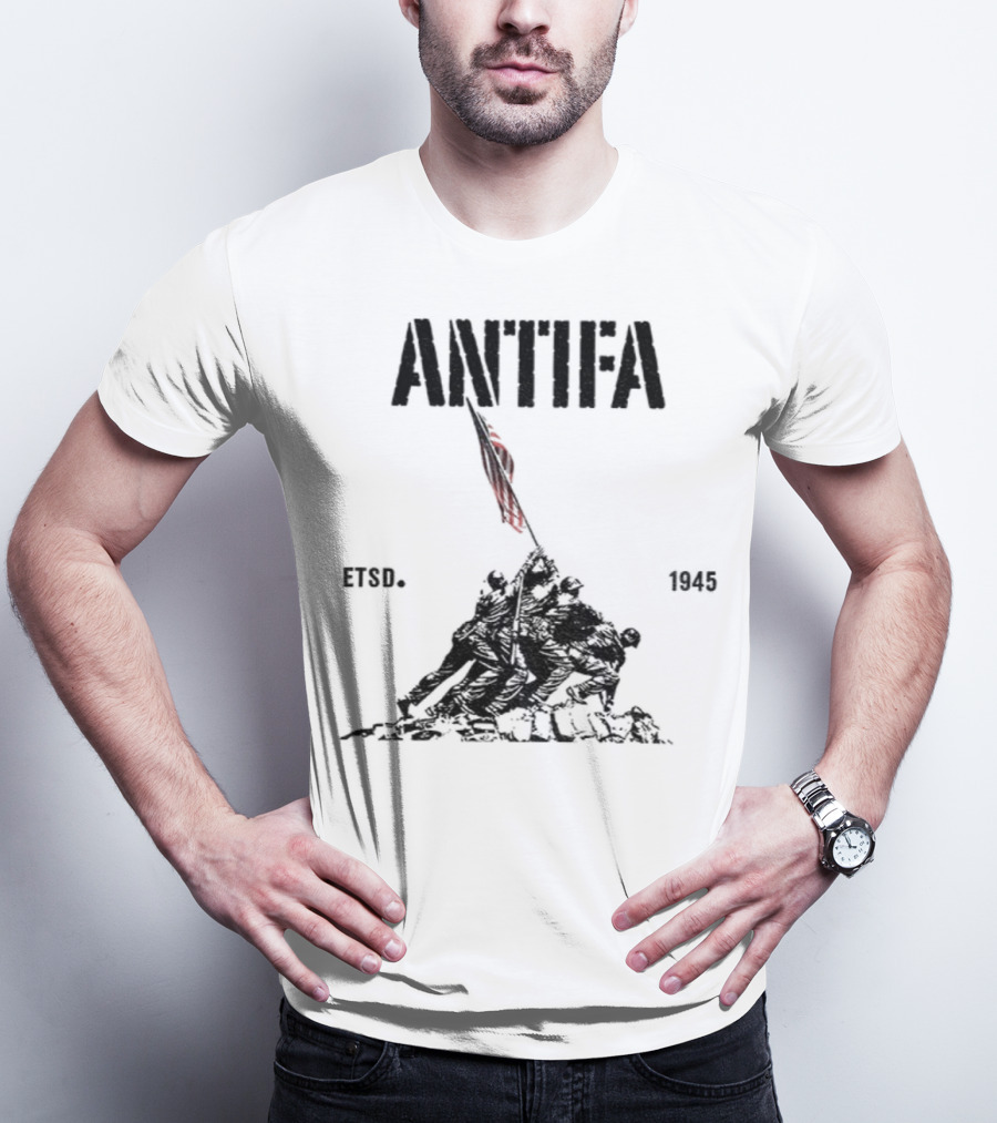 Antifa Estd 1945 Pro Democracy Liberal Protest Red Flag Symbolism T-Shirt