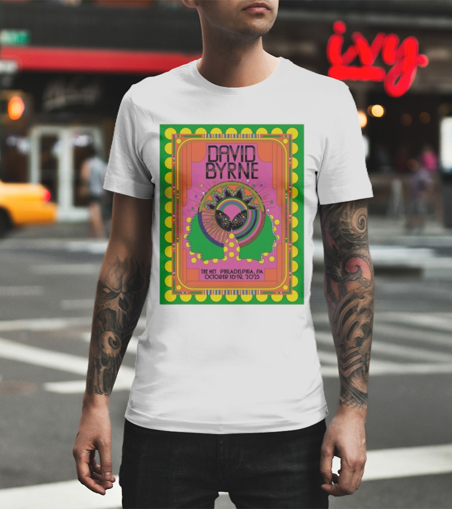 David Byrne The Met Philadelphia PA October 16-18 2025 Psychedelic Event T-Shirt