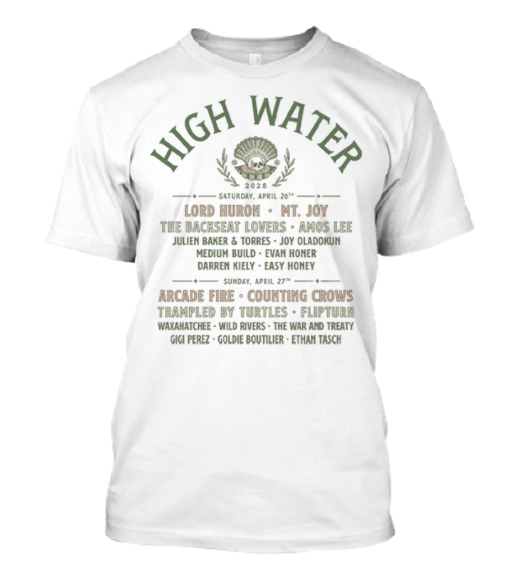 High Water Festival 2025 Clamskull Lineup Riverfront Park Headliners Band Of Horses Mt. Joy The Felice Brothers Shakey Graves Susto T-Shirt