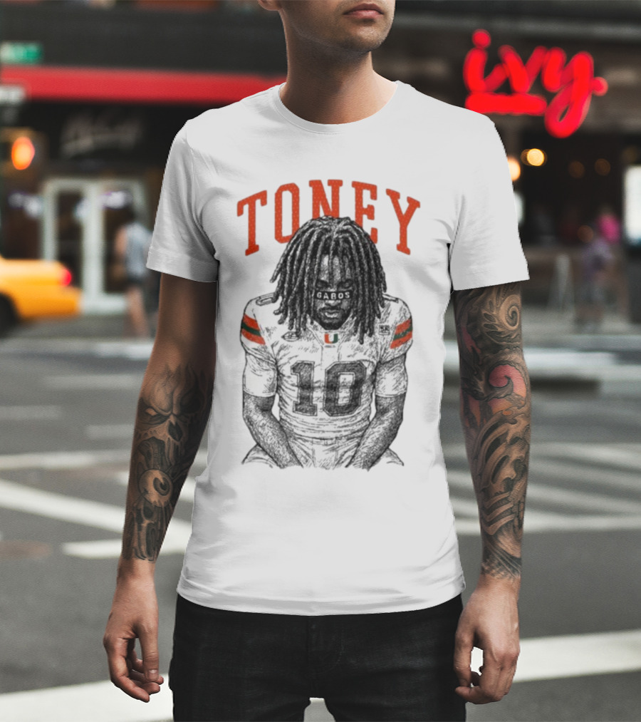Toney Gabos Miami Hurricanes Number 10 Football Art T-Shirt