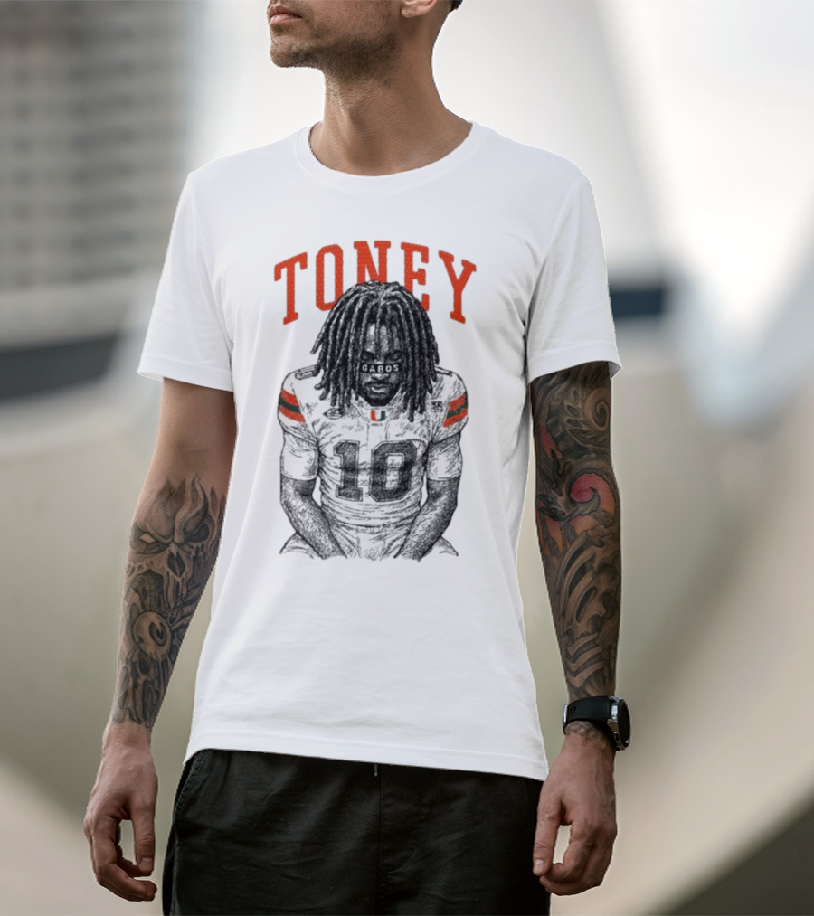 Toney Gabos Miami Hurricanes Number 10 Football Art T-Shirt