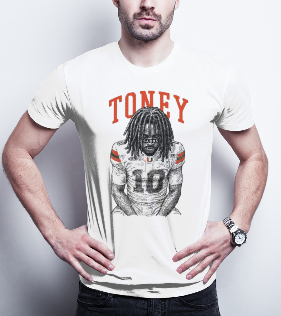 Toney Gabos Miami Hurricanes Number 10 Football Art T-Shirt