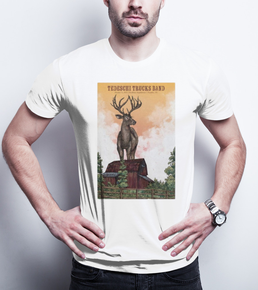 Tedeschi Trucks Band October 15 2025 FirstBank Amphitheater Franklin TN Deer On Barn T-Shirt