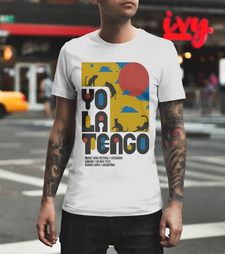 Yo La Tengo Cats And Sun Graphic 11.1.2025 Music Wins Festival Buenos Aires Argentina T-Shirt
