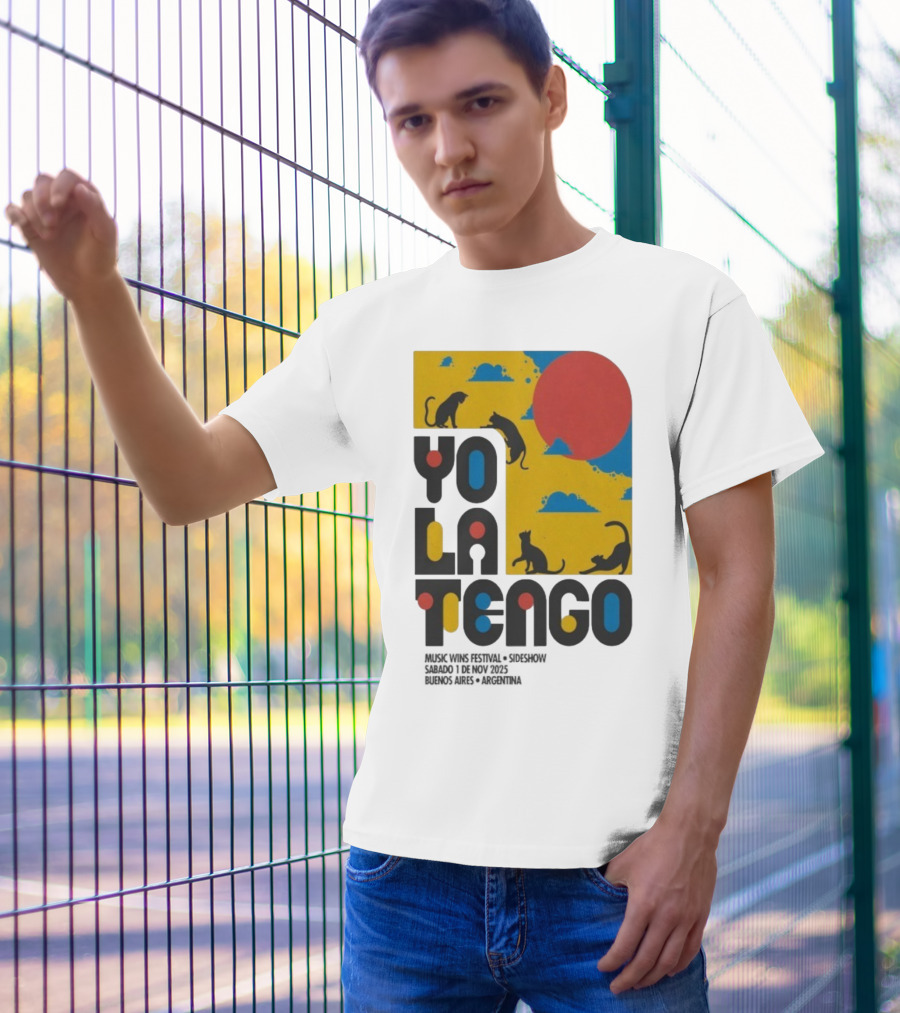 Yo La Tengo Cats And Sun Graphic 11.1.2025 Music Wins Festival Buenos Aires Argentina T-Shirt