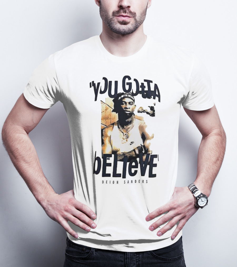 Deion Sanders You Gotta Believe Headband Athlete Image T-Shirt