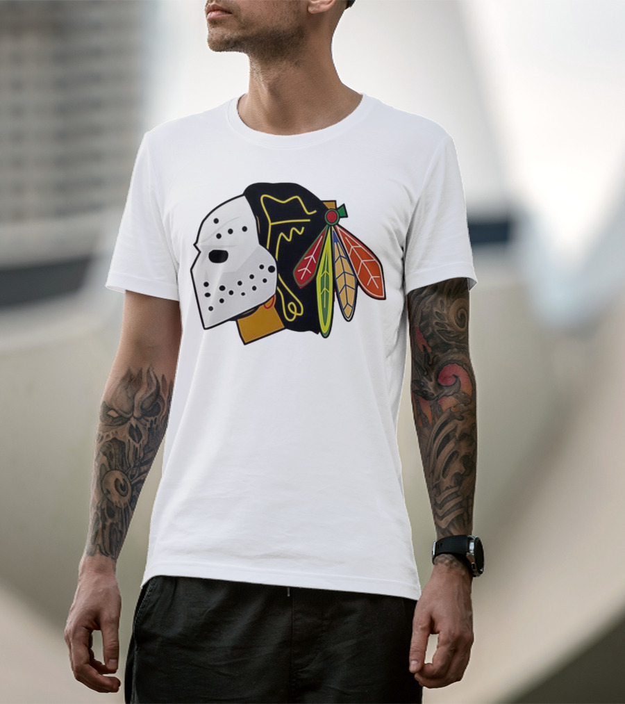 Chicago Blackhawks Hockey Mask Team Colors T-Shirt