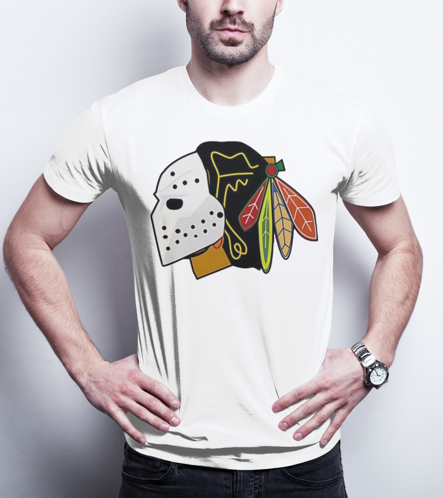 Chicago Blackhawks Hockey Mask Team Colors T-Shirt