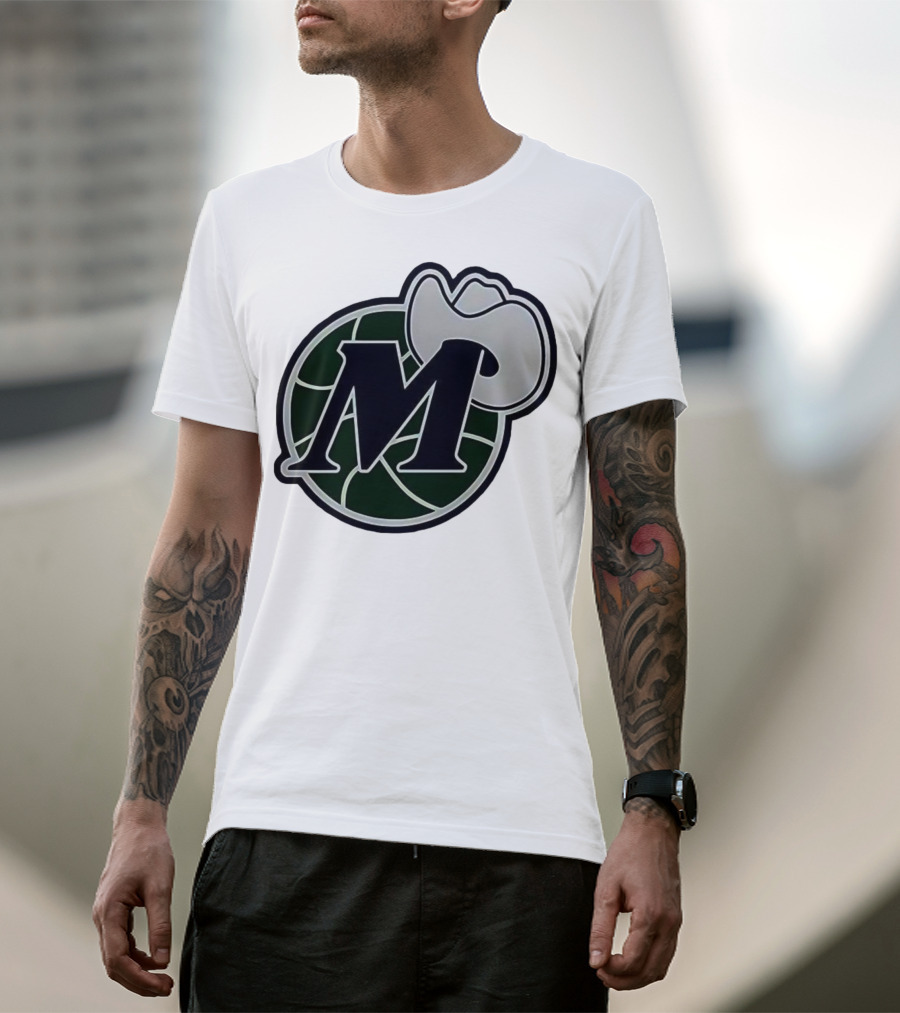 Dallas Mavericks M With Cowboy Hat And Basketball Icon T-Shirt