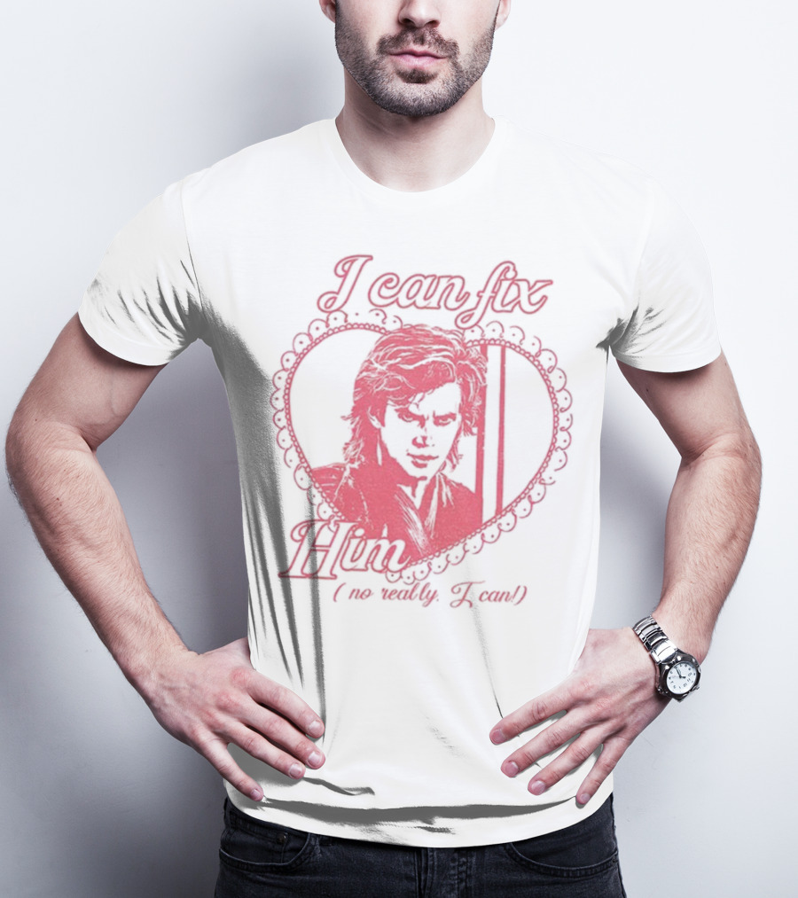 Coquette Anakin Skywalker I Can Fix Him Heart Design T-Shirt