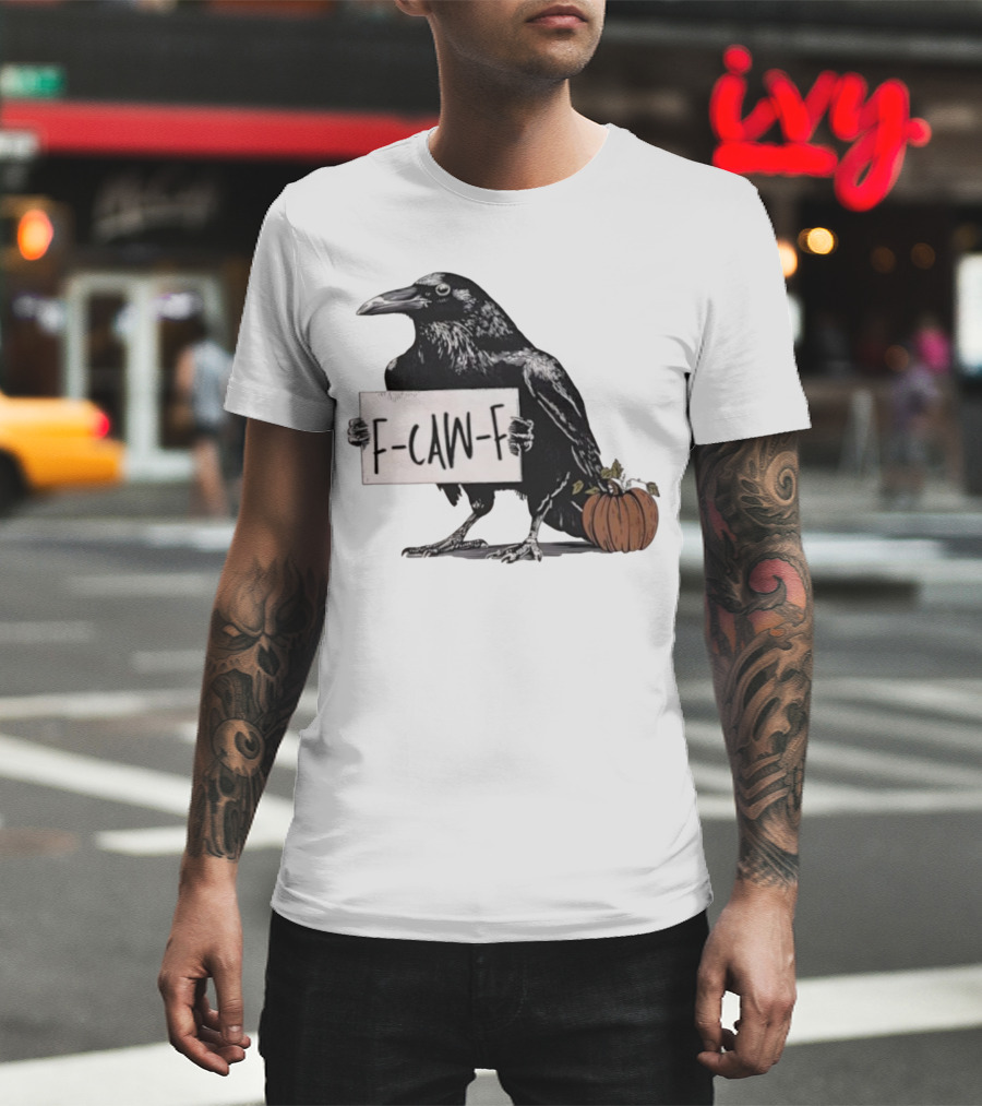 F Caw F Anti Fascism Crow Halloween Raven Pumpkin T-Shirt