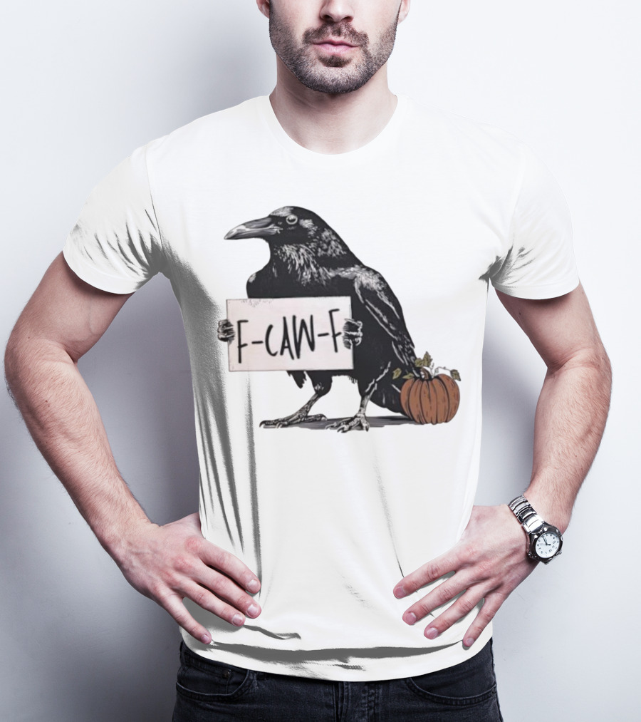 F Caw F Anti Fascism Crow Halloween Raven Pumpkin T-Shirt