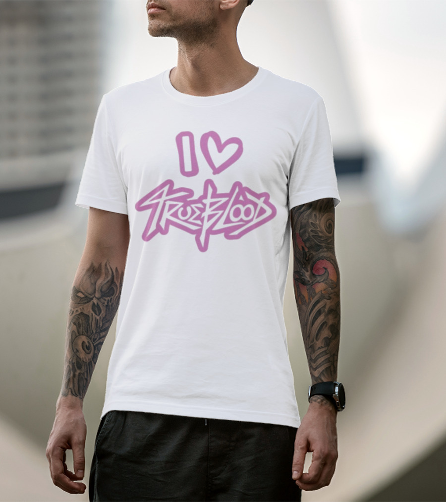 I Love Trueblood Pink Graffiti Style T-Shirt