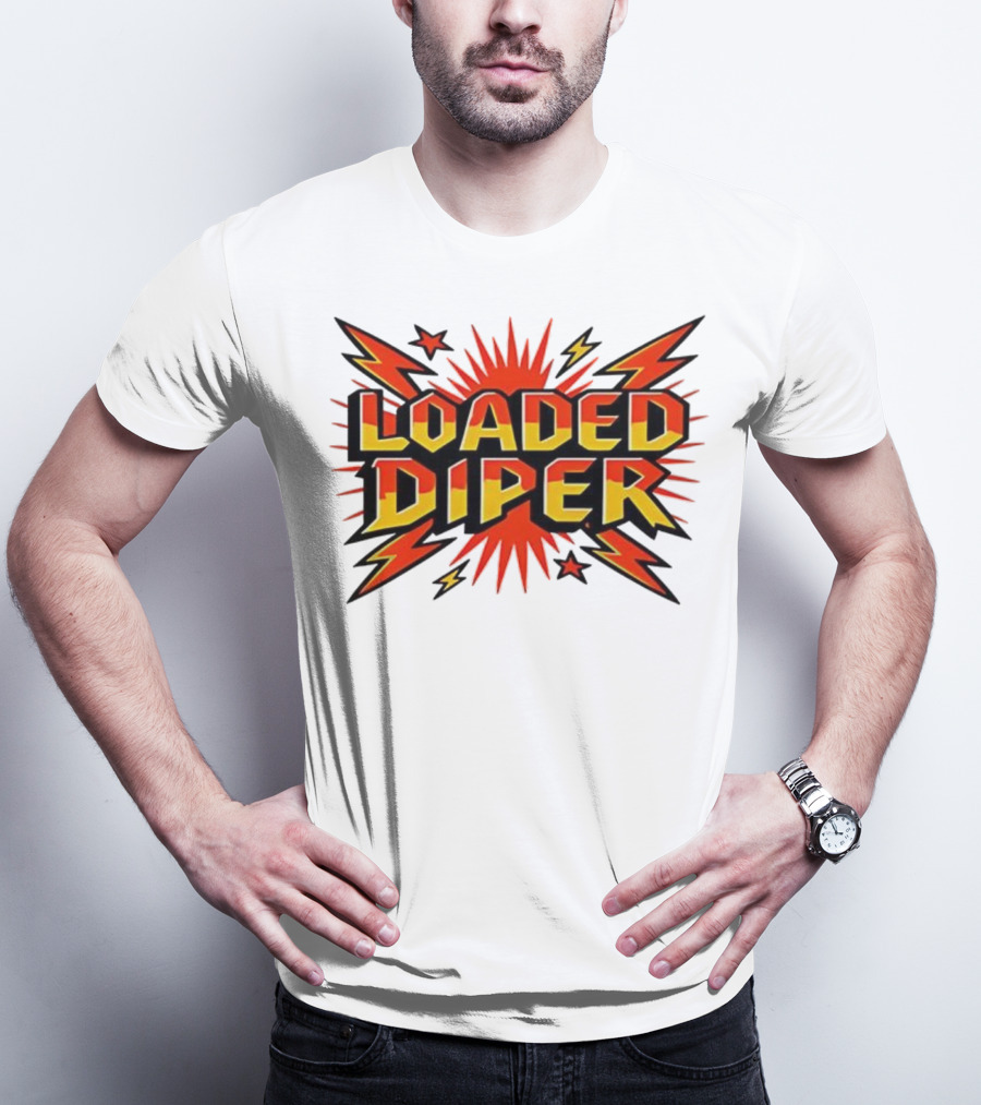 Loaded Diper Band Logo Comic Book Style Explosion Graphic T-Shirt