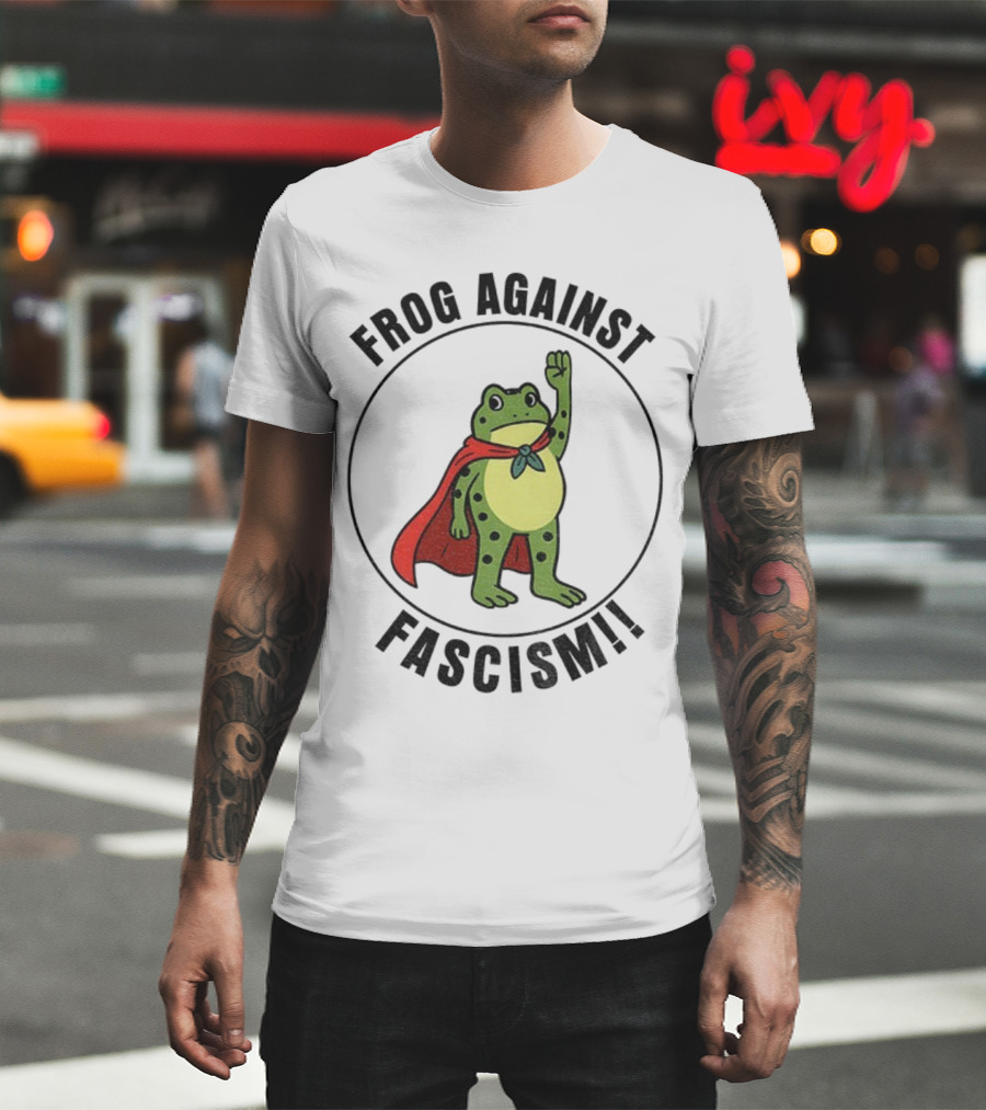 Portland Frog Hero Against Fascism Red Cape Power T-Shirt