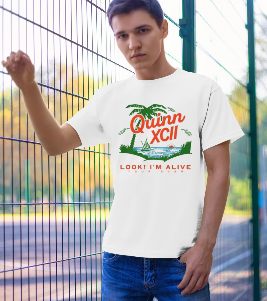 Quinn XCII Look! I’m Alive Tour 2025 Palm Trees Sunset Lake Scene T-Shirt