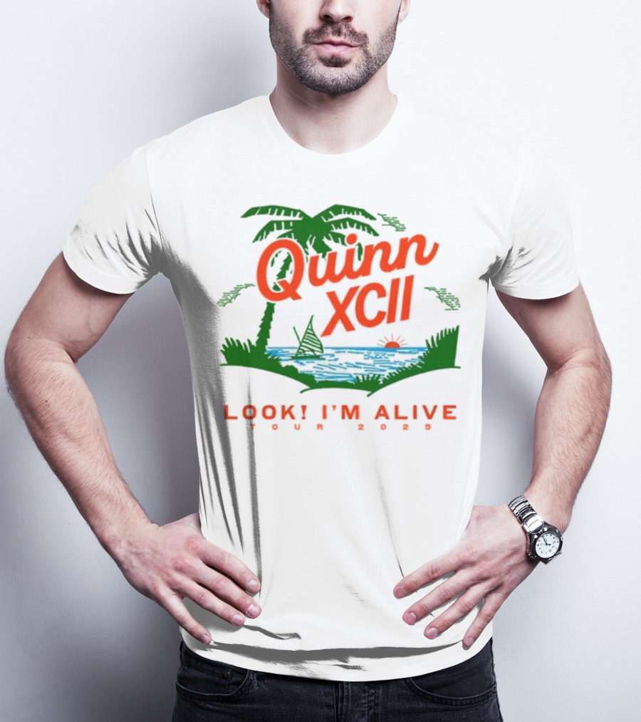 Quinn XCII Look! I’m Alive Tour 2025 Palm Trees Sunset Lake Scene T-Shirt