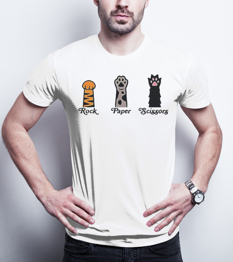 Rock Paper Scissors Cat Paw Love T-Shirt