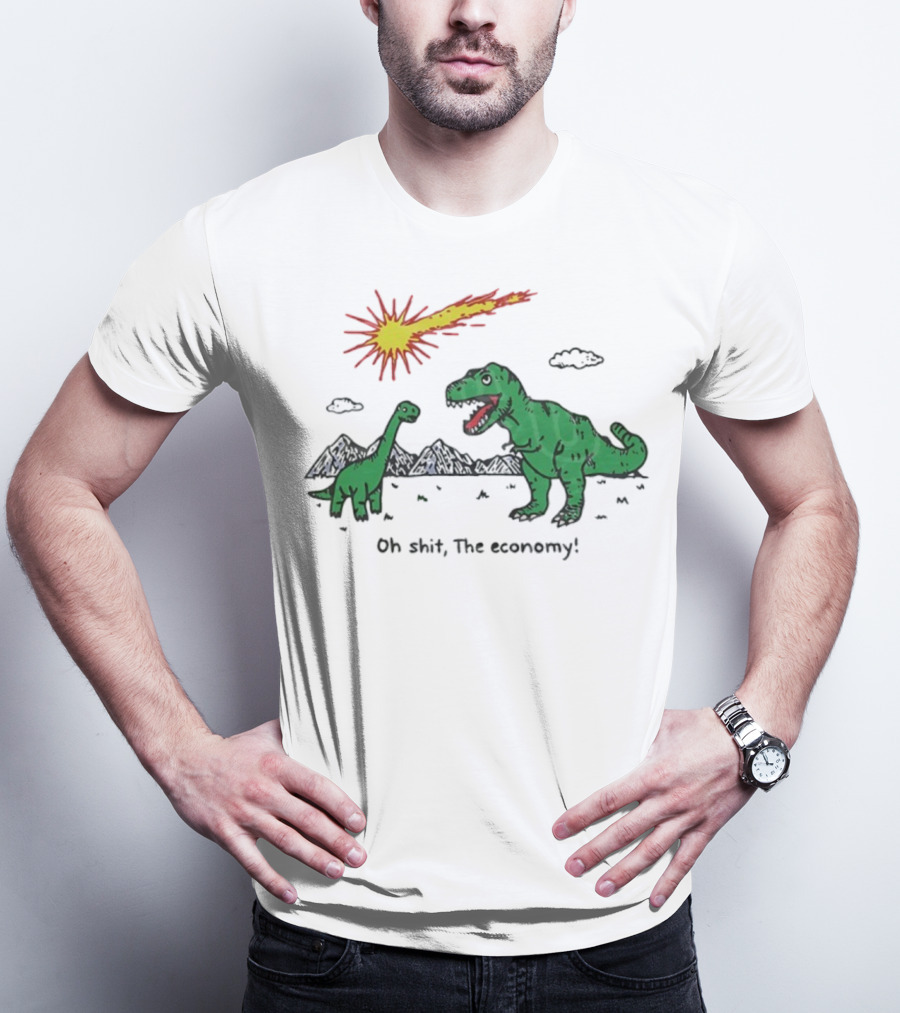 T-rex And Apatosaurus Meteor Impact Oh Shit The Economy T-Shirt