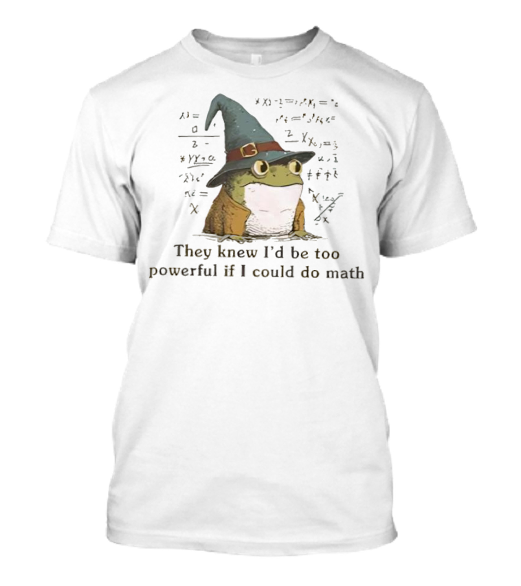 Weirdcore Frog They Knew I’d Be Too Powerful If I Could Do Math Wizard Hat Magic Frog T-Shirt
