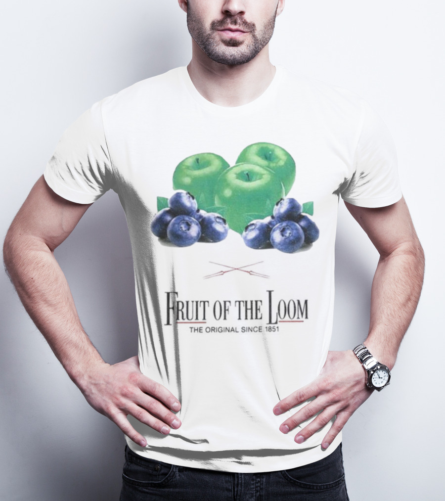 Fruit Of The Loom Original Since 1851 Green Apples Blueberries T-Shirt